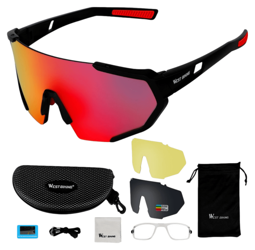 → 2 Par Cykelbriller med 3 linser i Sort & i Hvid - Fri Fragt