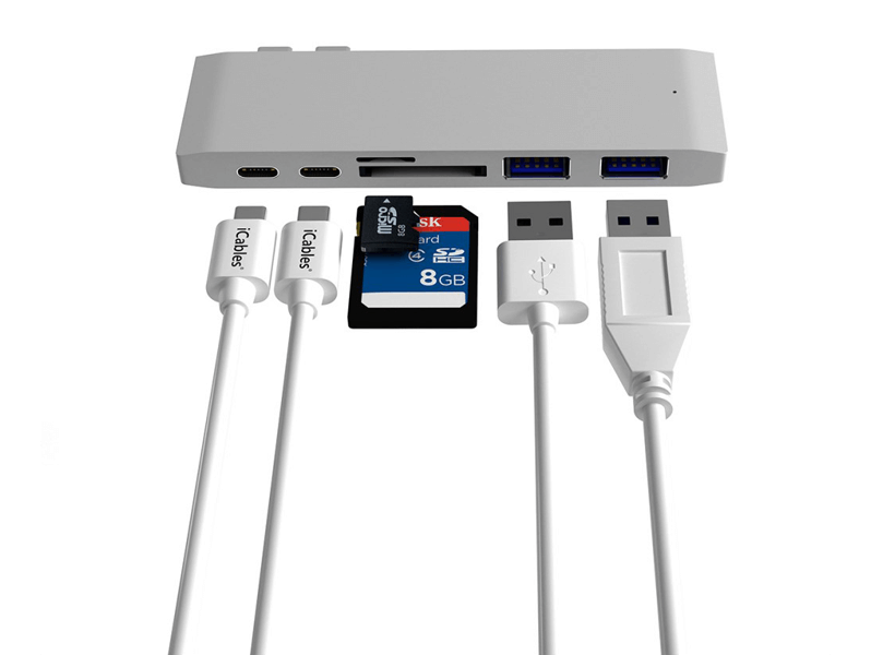 → 6-i-1 Multiport Adapter til Macbook PRO ULTIMO 2016/2017/2018/2019