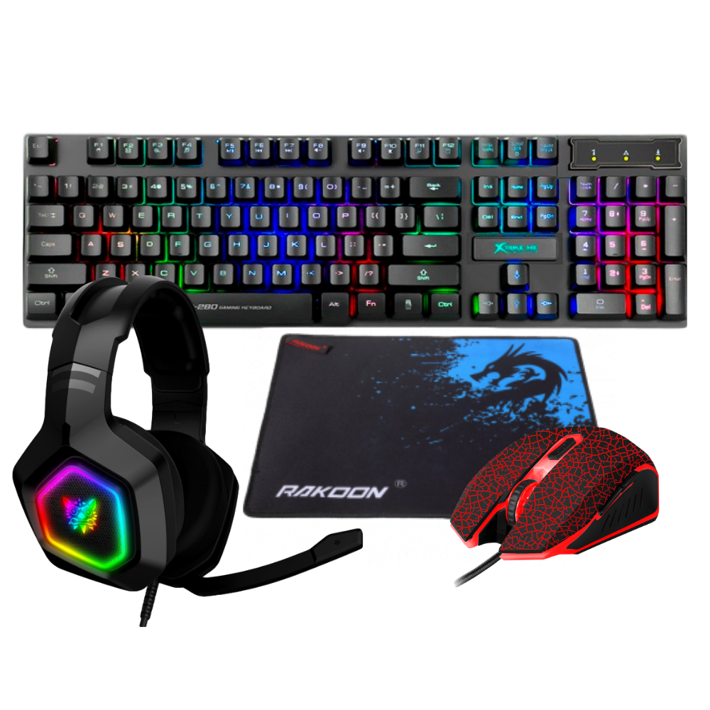 Billig gaming sæt med gamer mus, tastatur, headset og gamer stol til børn